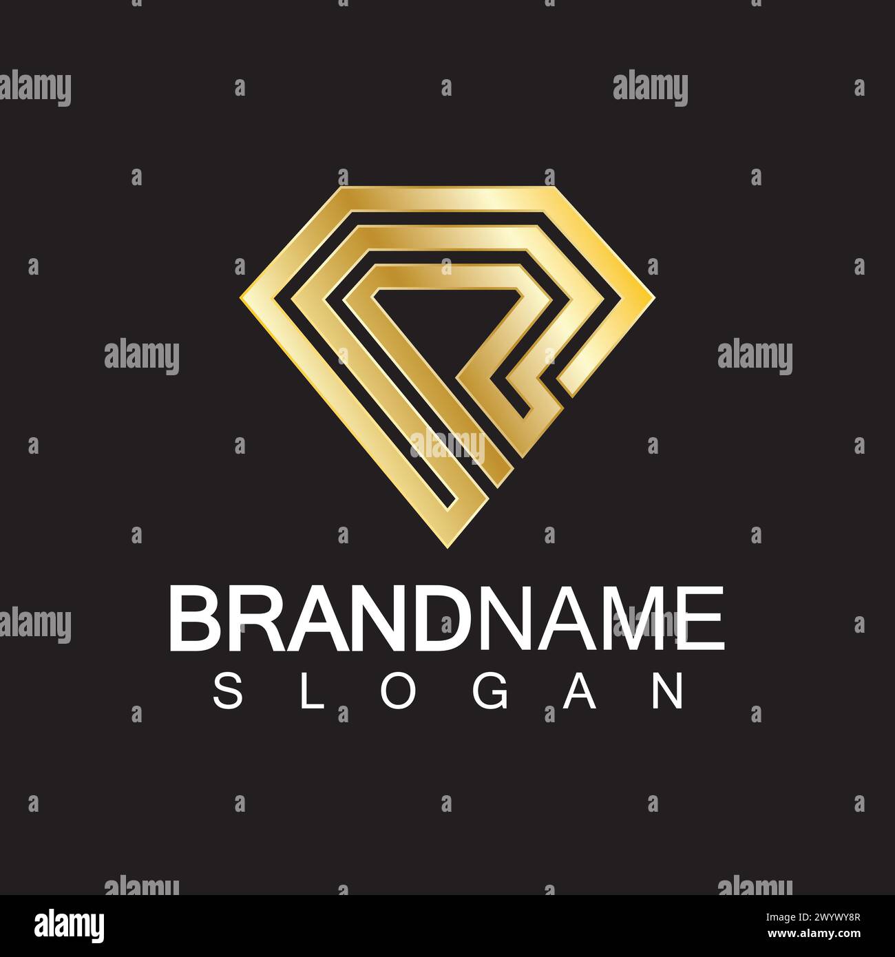 A diamond shaped letter R logo design isolated black background Stock ...