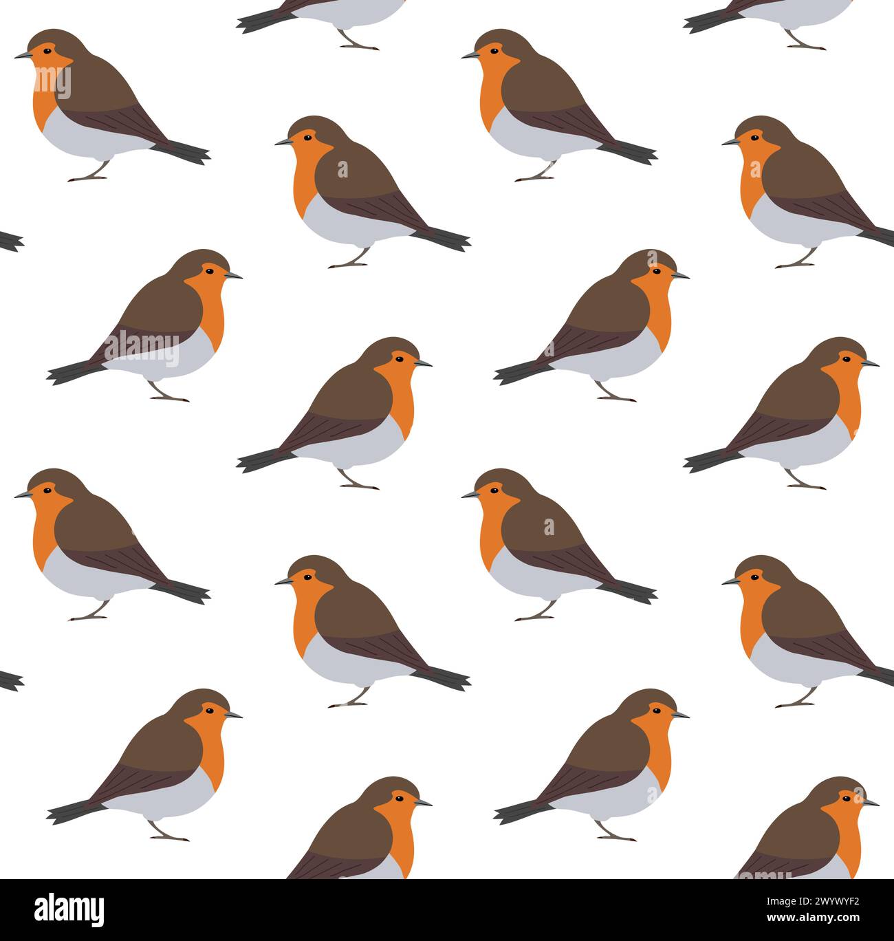 Vector seamless pattern of hand drawn robin bird Stock Vector Image & Art - Alamy