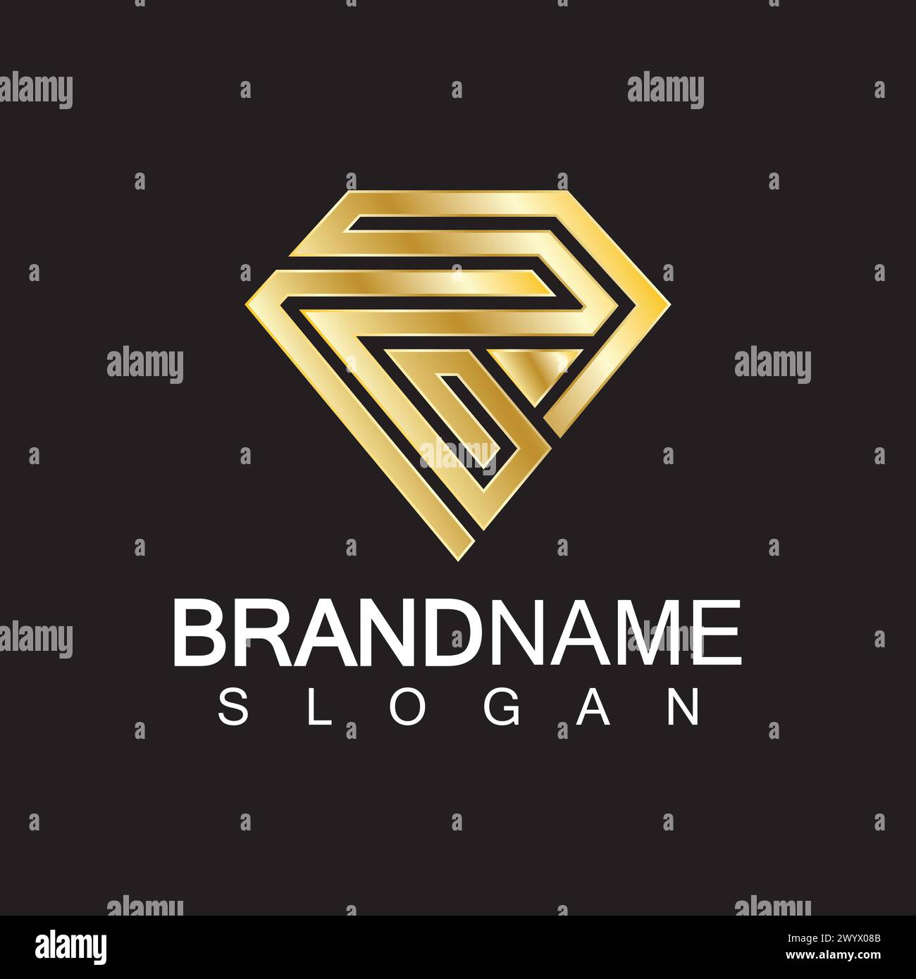 A diamond shaped letter R logo design isolated black background Stock ...