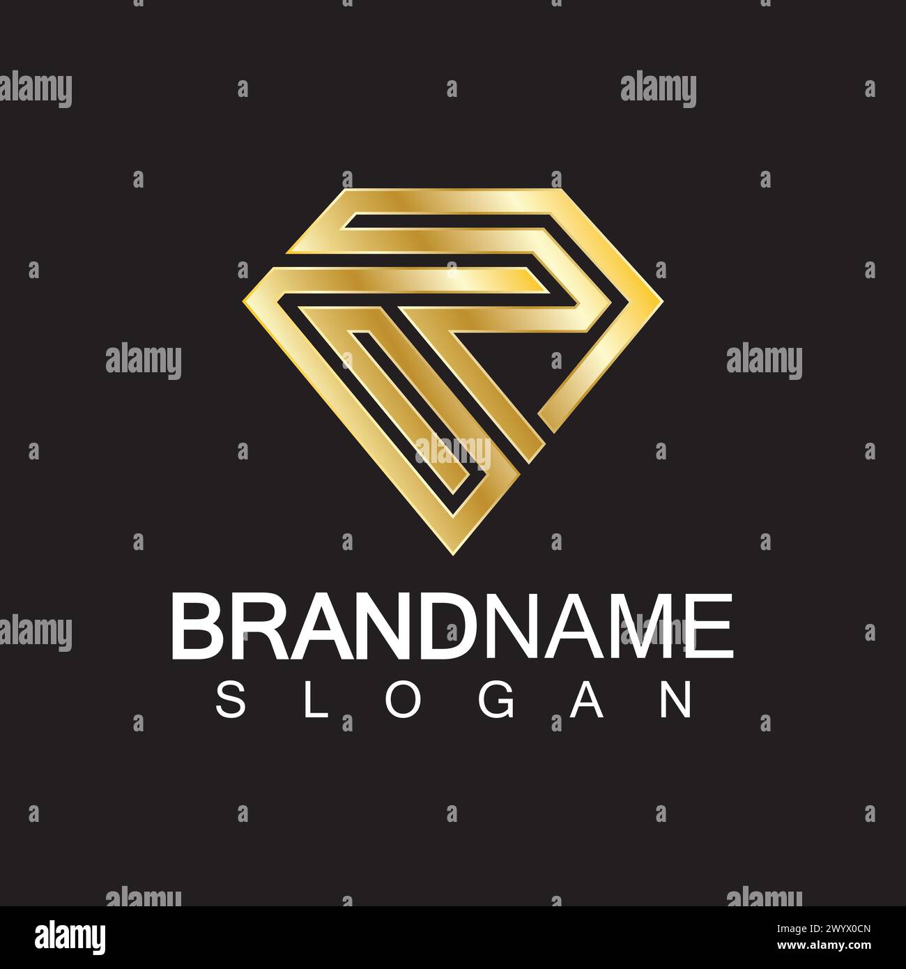 A diamond shaped letter R logo design isolated black background Stock ...