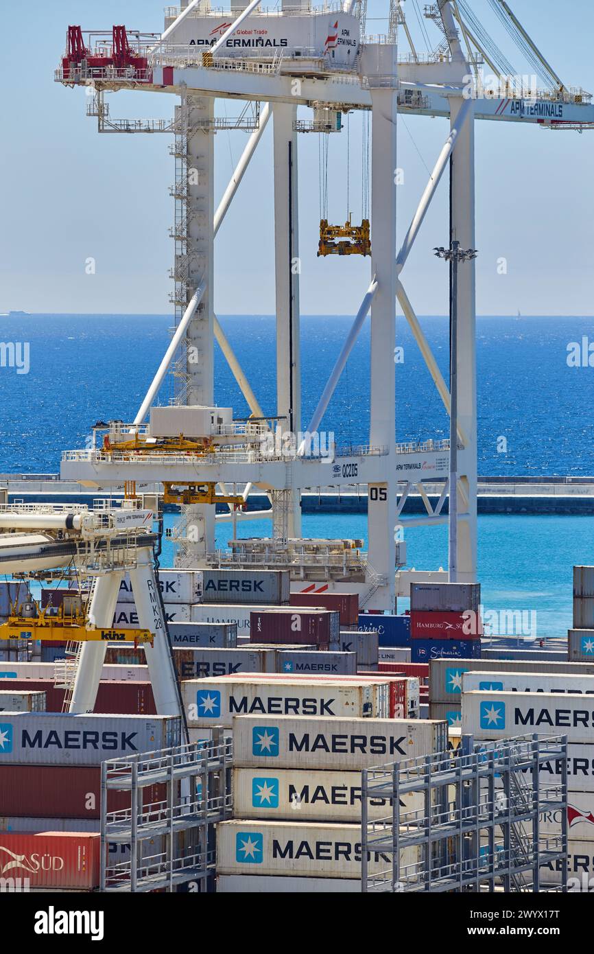 Container ship, Commercial Port of Tangier MED, Strait of Gibraltar ...