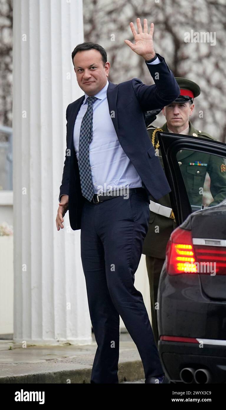 Leo Varadkar arrives at Aras an Uachtarain in Dublin, to tender his ...