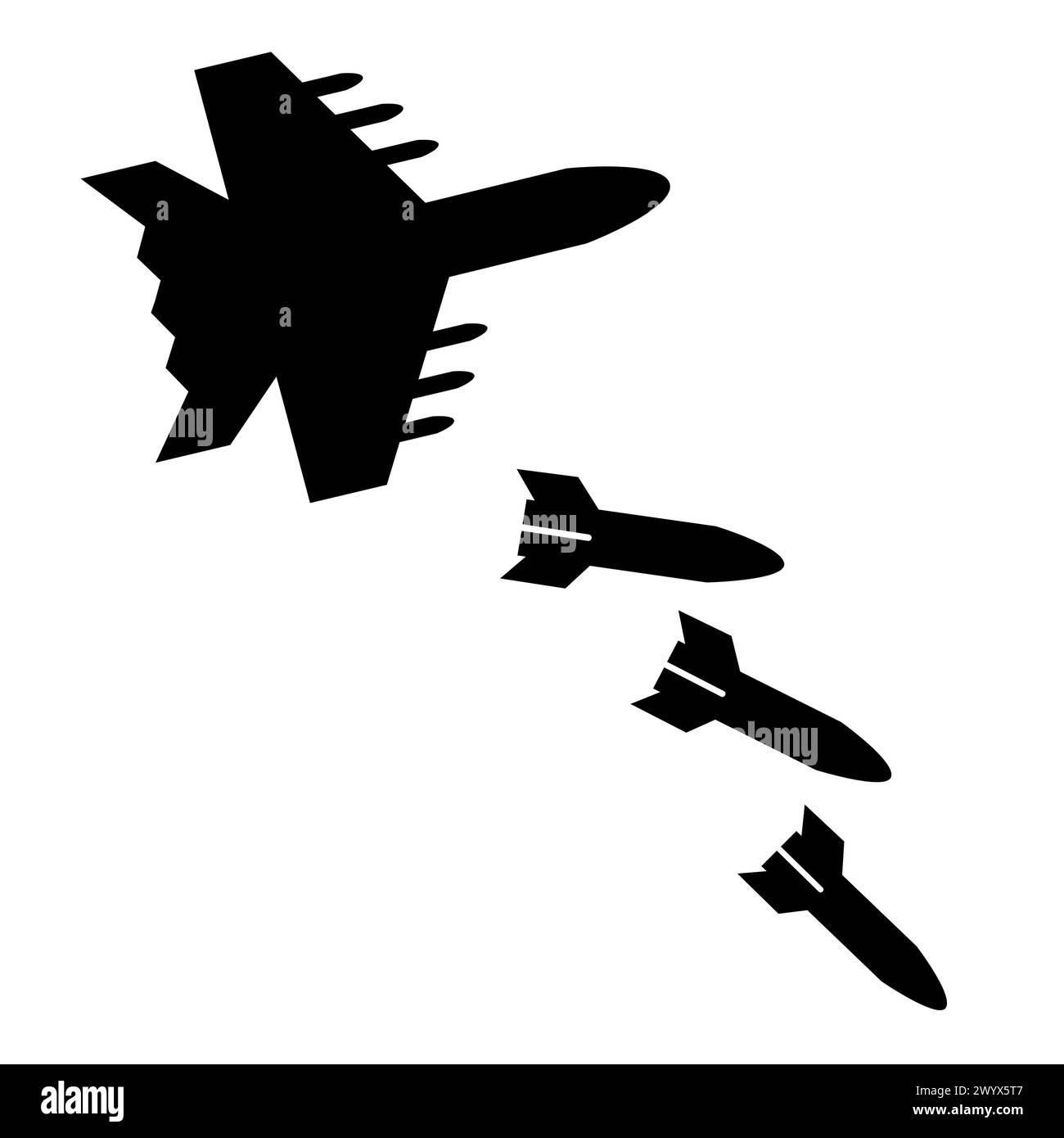 fighter jet fly destroyer drops the rocket bombs Stock Vector Image ...