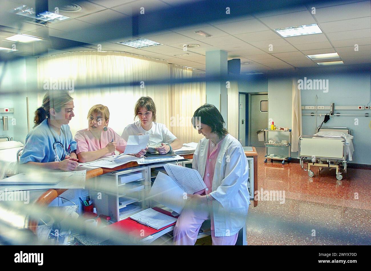 Boxes and control desk at hospital Stock Photo - Alamy