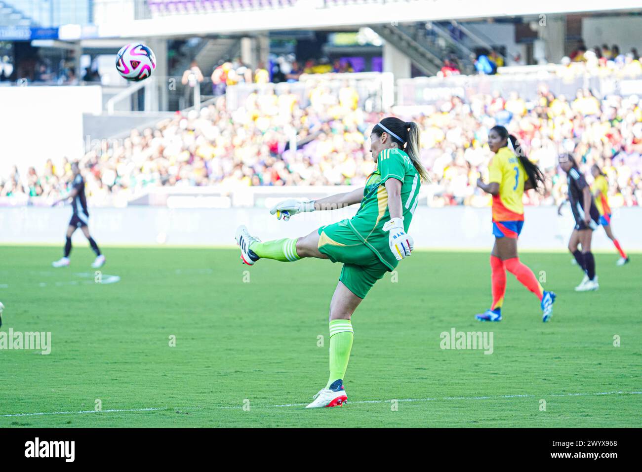 Orlando, Florida, April 6, 2024, Colombia goalkeeper Sandra Sepulveda ...