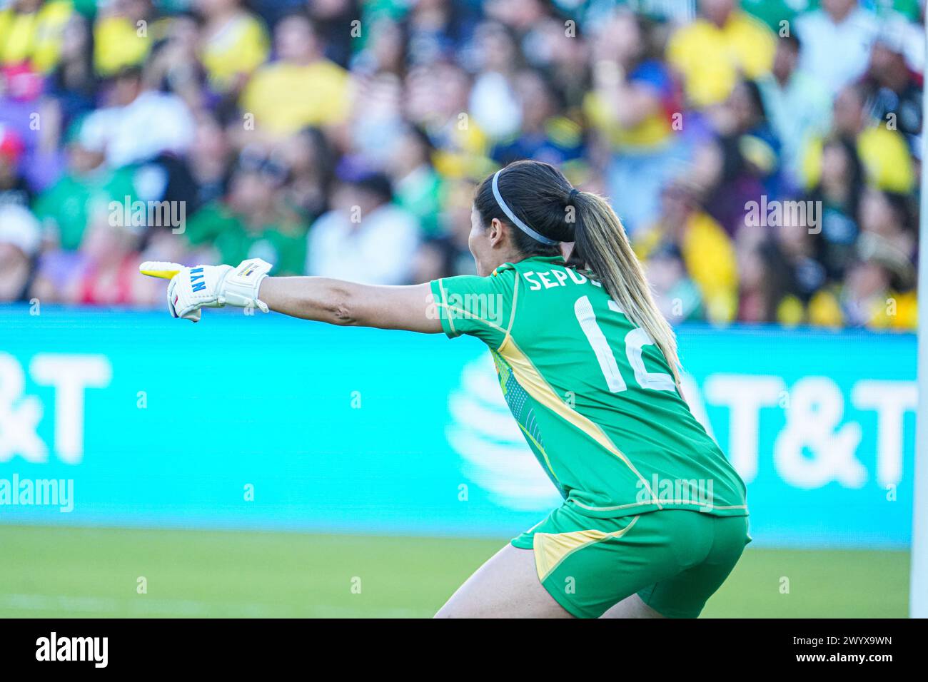 Orlando, Florida, April 6, 2024, Colombia goalkeeper Sandra Sepulveda ...