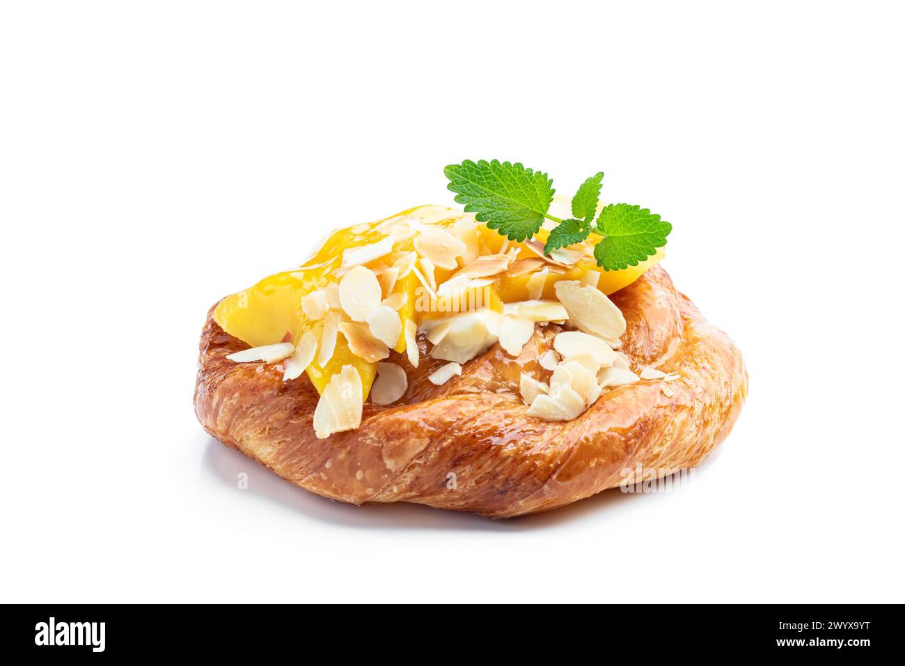 Homemade mango puff pastry bun isolated on white Stock Photo - Alamy