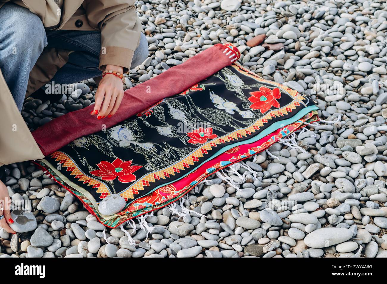 Beautiful high quality silk scarves Stock Photo - Alamy