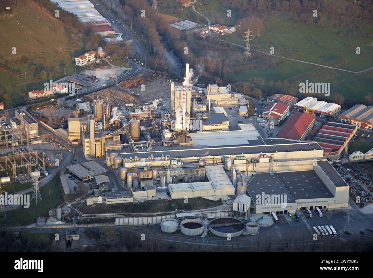 Aerial of pulp and paper mill hi-res stock photography and images - Alamy