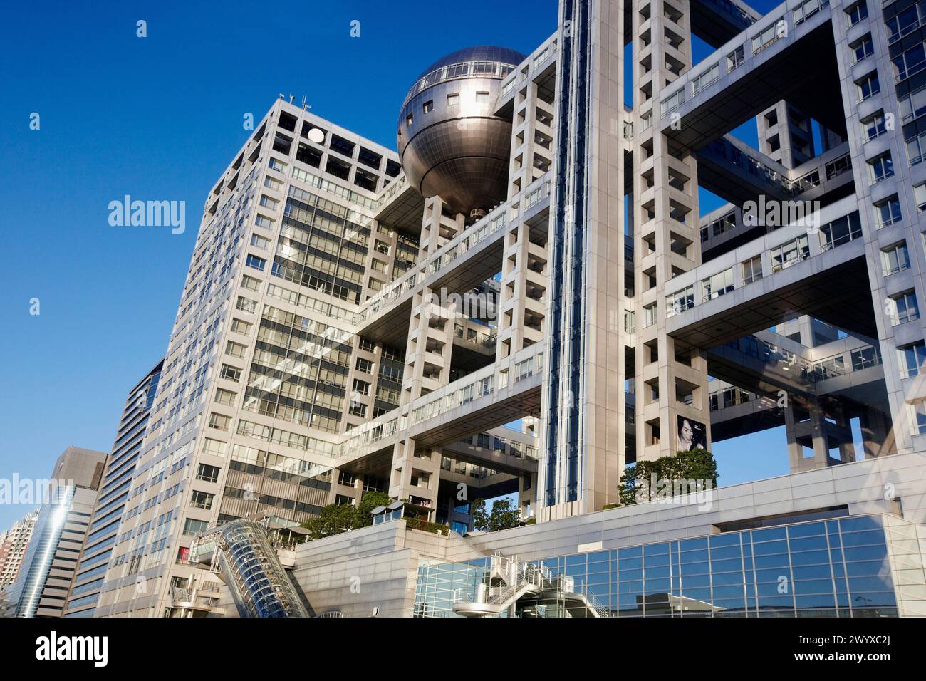 Fuji TV Building, Odaiba, Yurikamome line, Monorail train, Tokyo, Japan ...