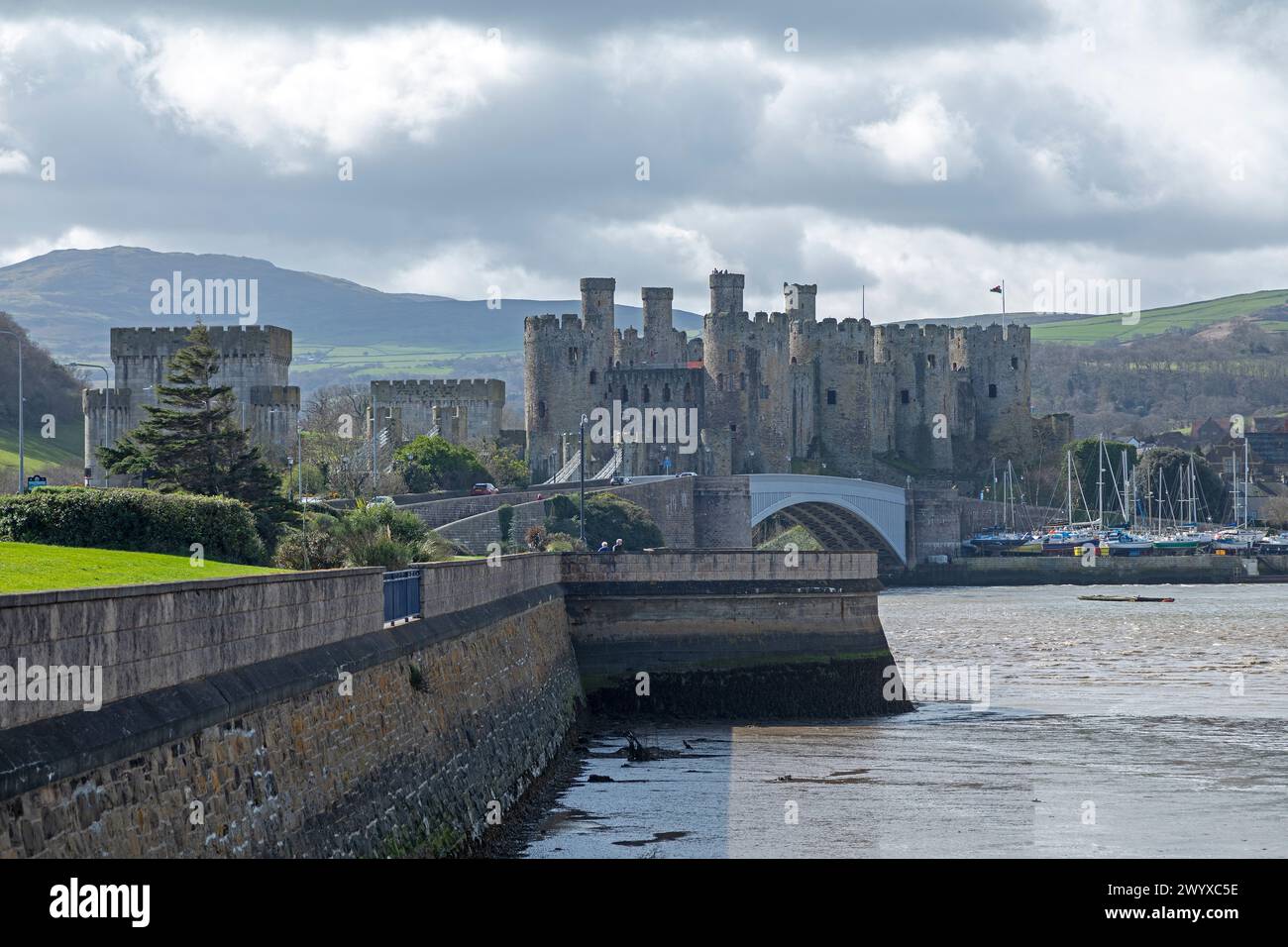 Castle, bridge, River Conwy, Conwy, Wales, Great Britain Stock Photo ...