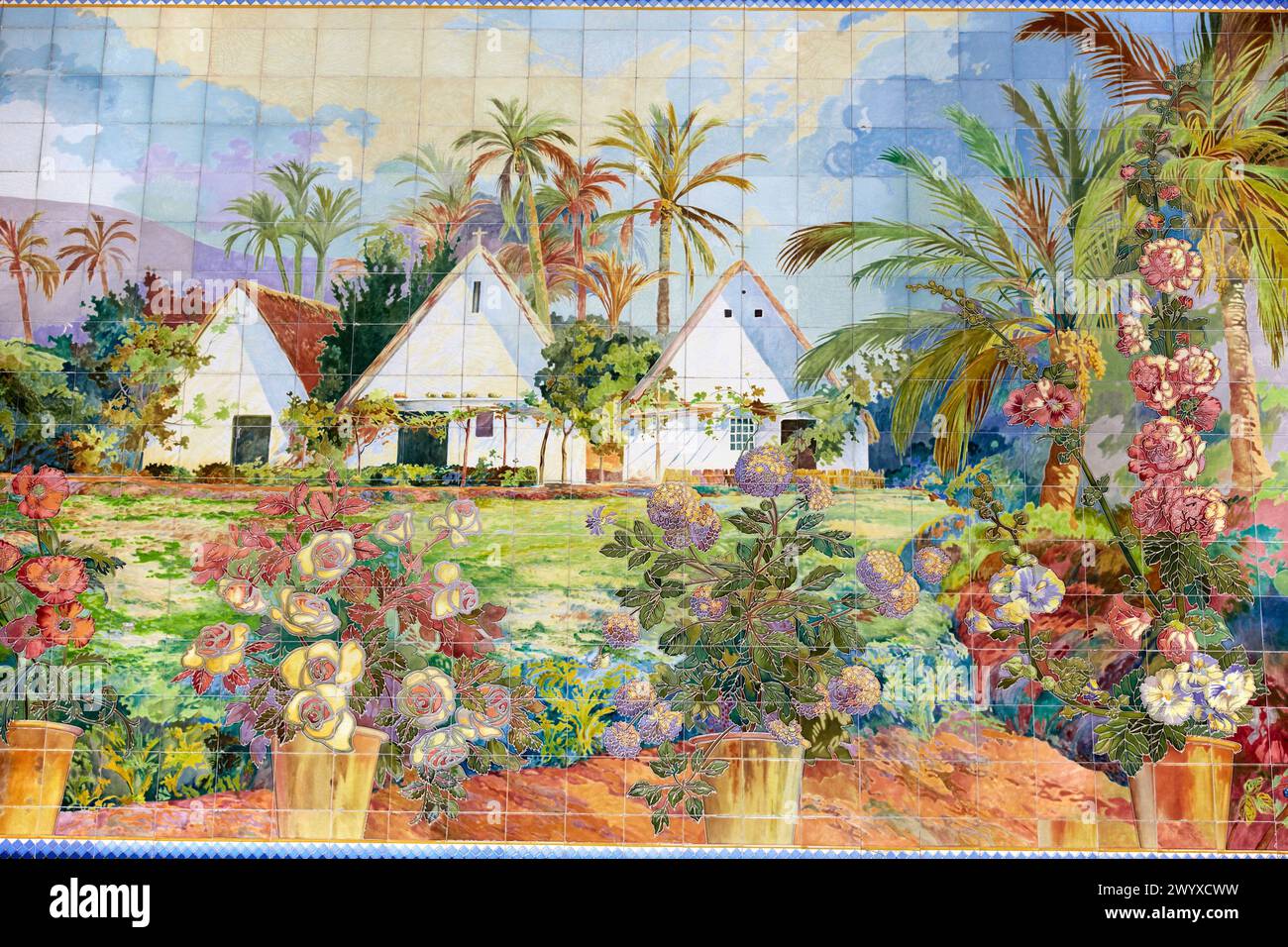North Station Railway. Panels of azulejos (glazed tiles) showing views ...