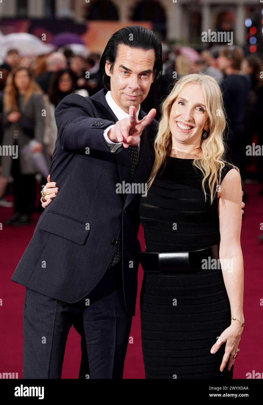 Nick Cave (left) and Sam Taylor-Johnson attending the world premiere of ...