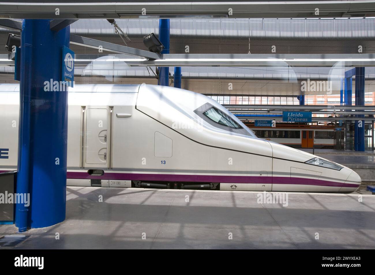 AVE, Tren de Alta Velocidad. Train station. Lleida, Cataluña. Spain ...