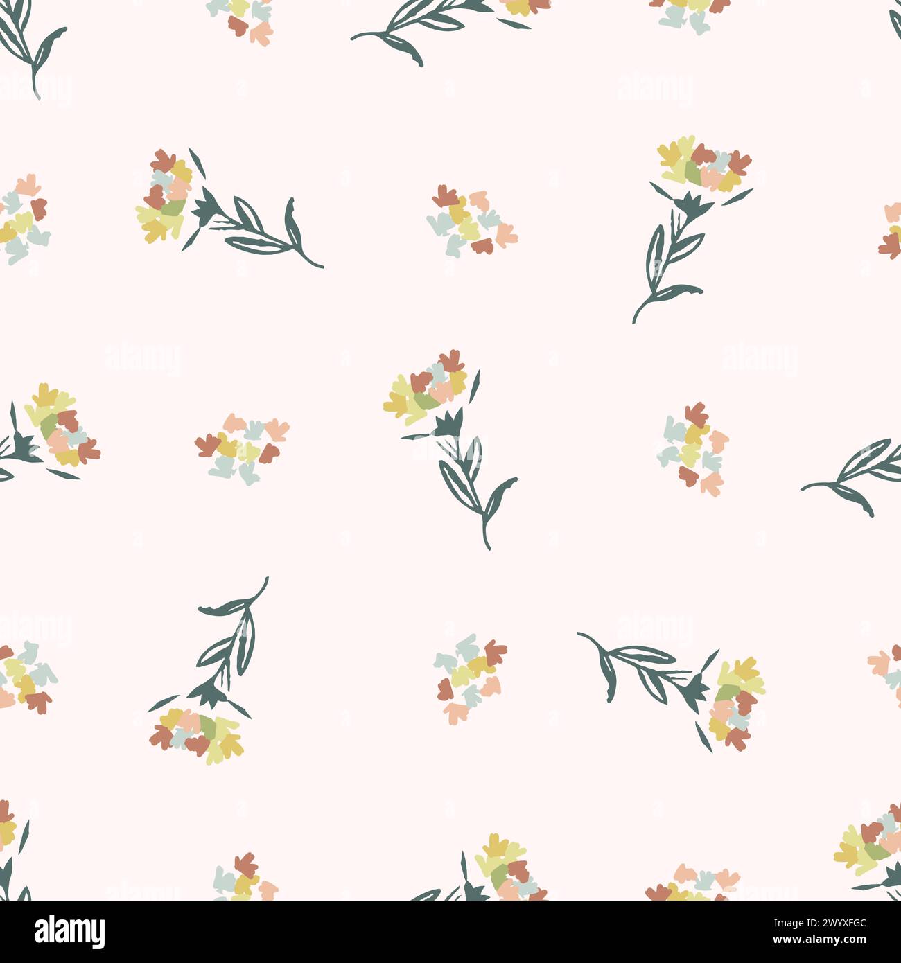 Modern vector pattern with pretty floral drawing motifs . Decorative ...