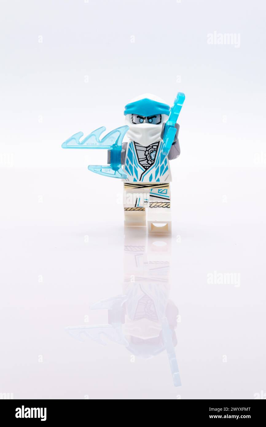 Zane lego ninjago minifigure toy with reflection Stock Photo - Alamy