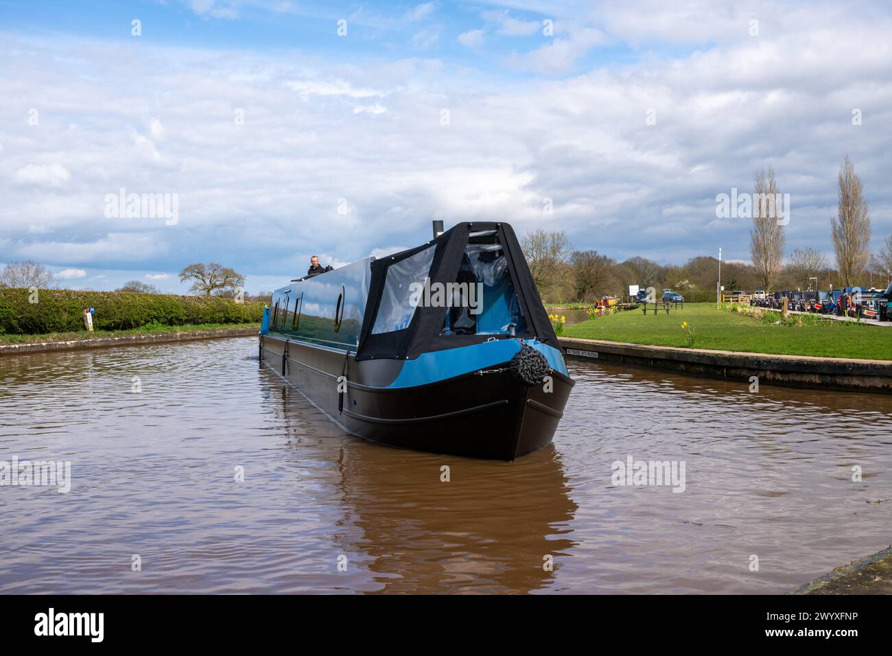 Brand new blue narrowboat built by Knights Narrowboats of Cheshire ...