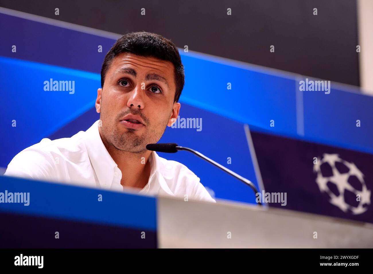 Manchester City's Rodri during a press conference at the Santiago ...