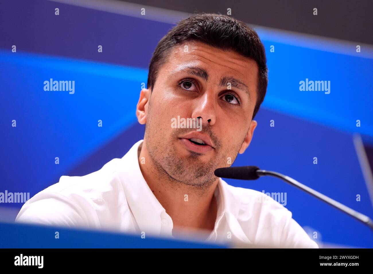 Manchester City's Rodri during a press conference at the Santiago ...