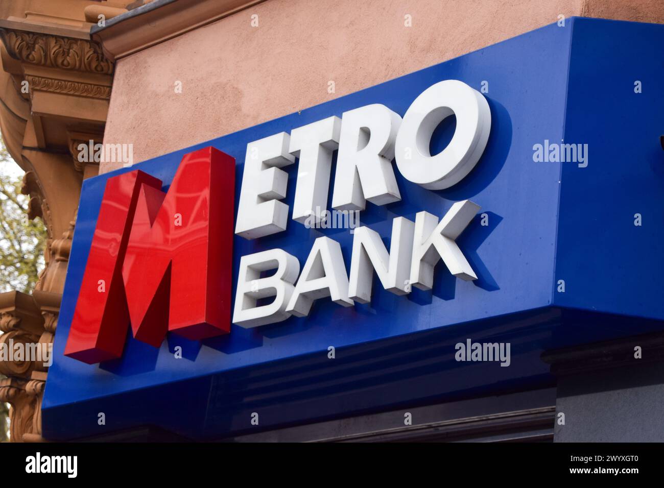 London, UK. 8th April 2024. Exterior view of a Metro Bank branch in ...