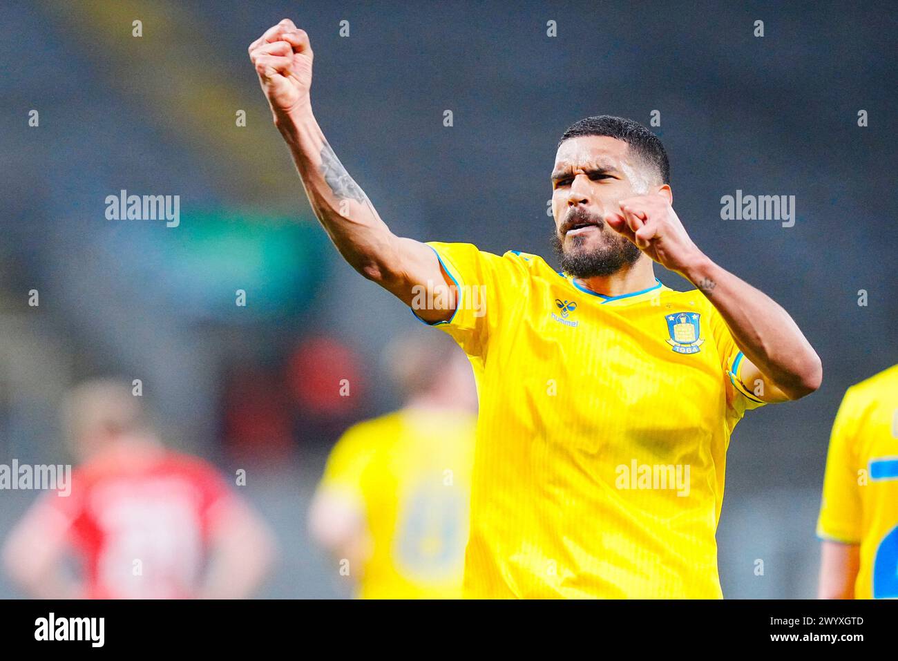 Ohi Omoijuanfo, Broendby celebrates after scoring in the Superliga ...