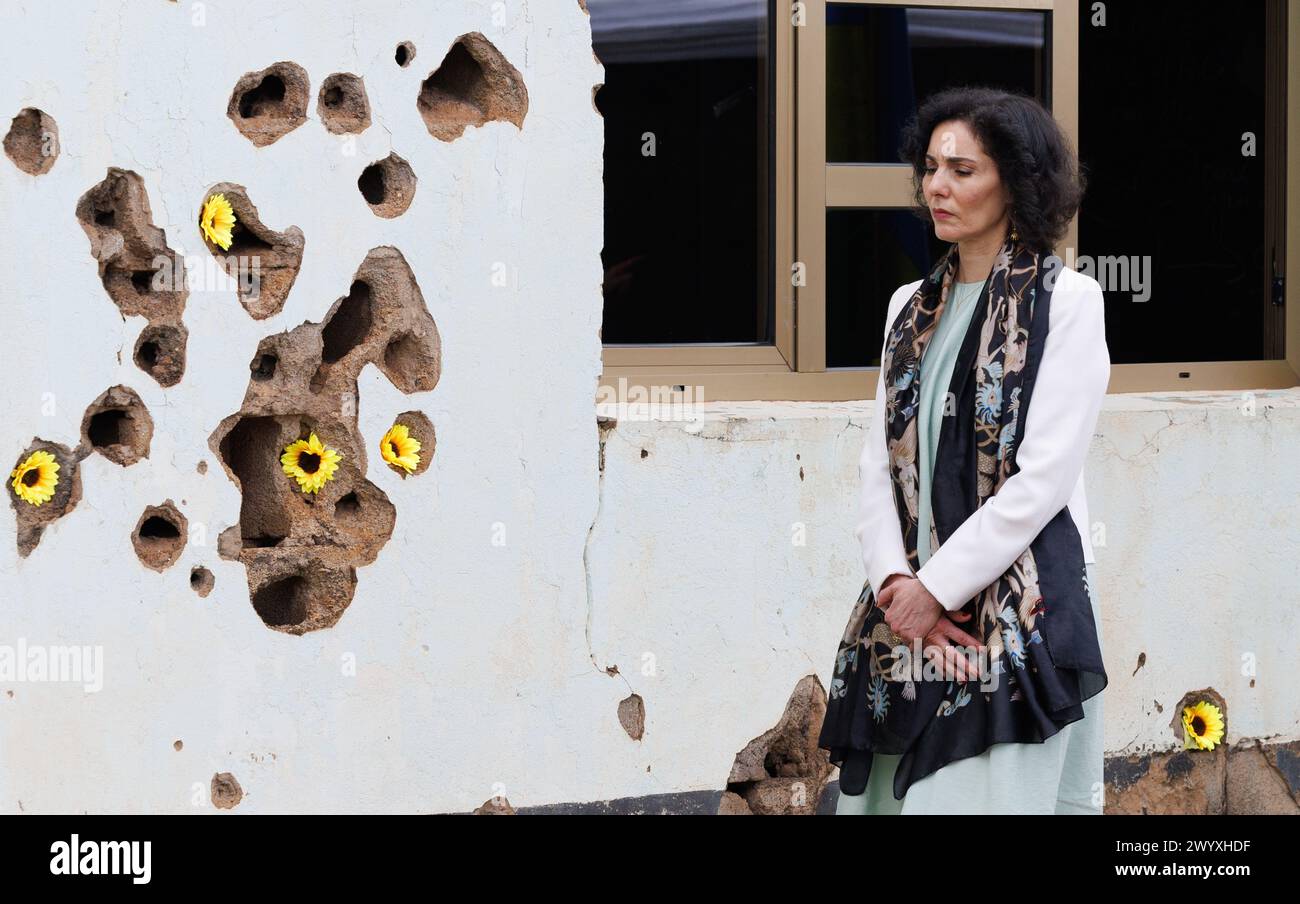 Kigali, Rwanda. 08th Apr, 2024. Belgian Foreign minister Hadja Lahbib ...