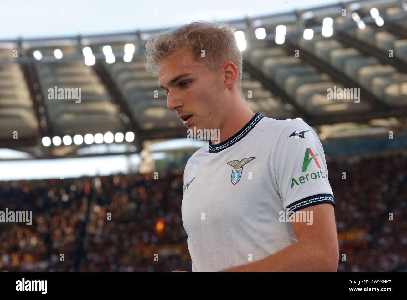 Gustav Isaksen of Lazio looks on during Serie A soccer match AS Roma ...