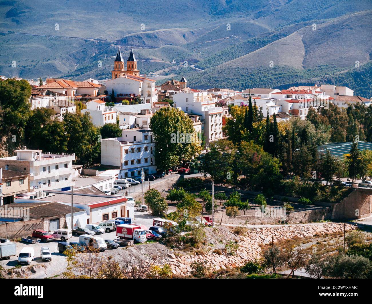 Panoramic view of Órgiva, Las Alpujarras, Granada, Andalucía, Spain ...