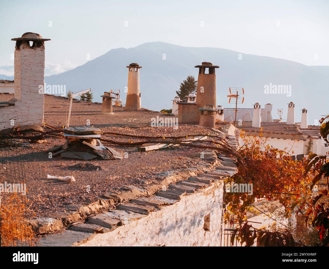 Rooftops and traditional Moorish chimneys. Capileira, las Alpujarras ...