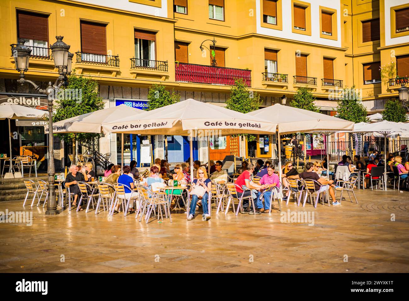 Plaza de Unamuno, Unamuno Square at sunset. Bilbao, Biscay, Basque ...