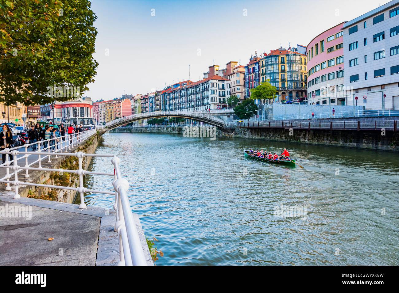 Trainera rowers training. A trainera is a traditional boat of the ...