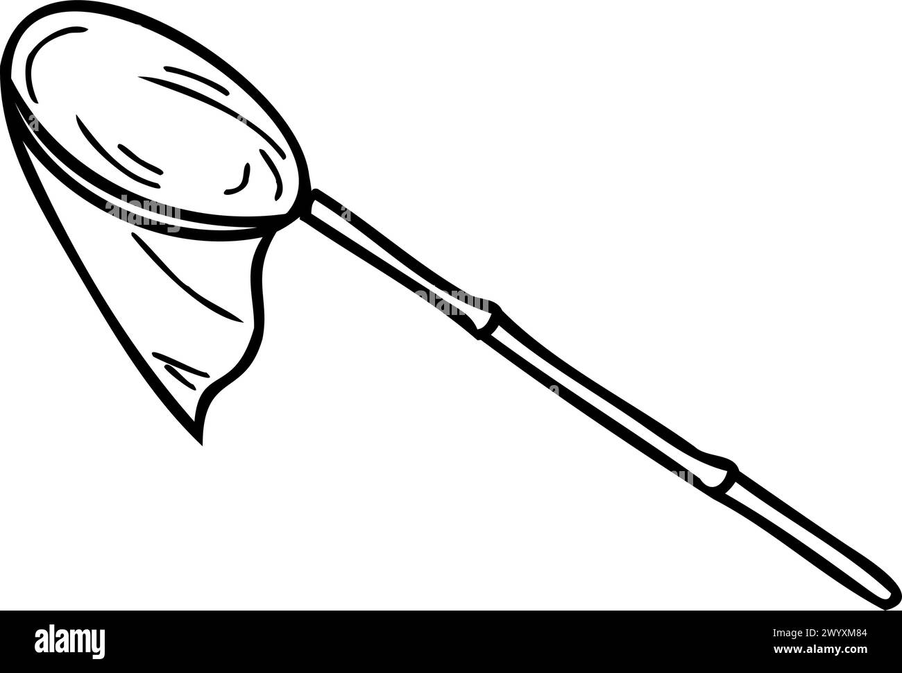 Fishing, butterfly net. Hand drawn vector illustration in doodle style ...