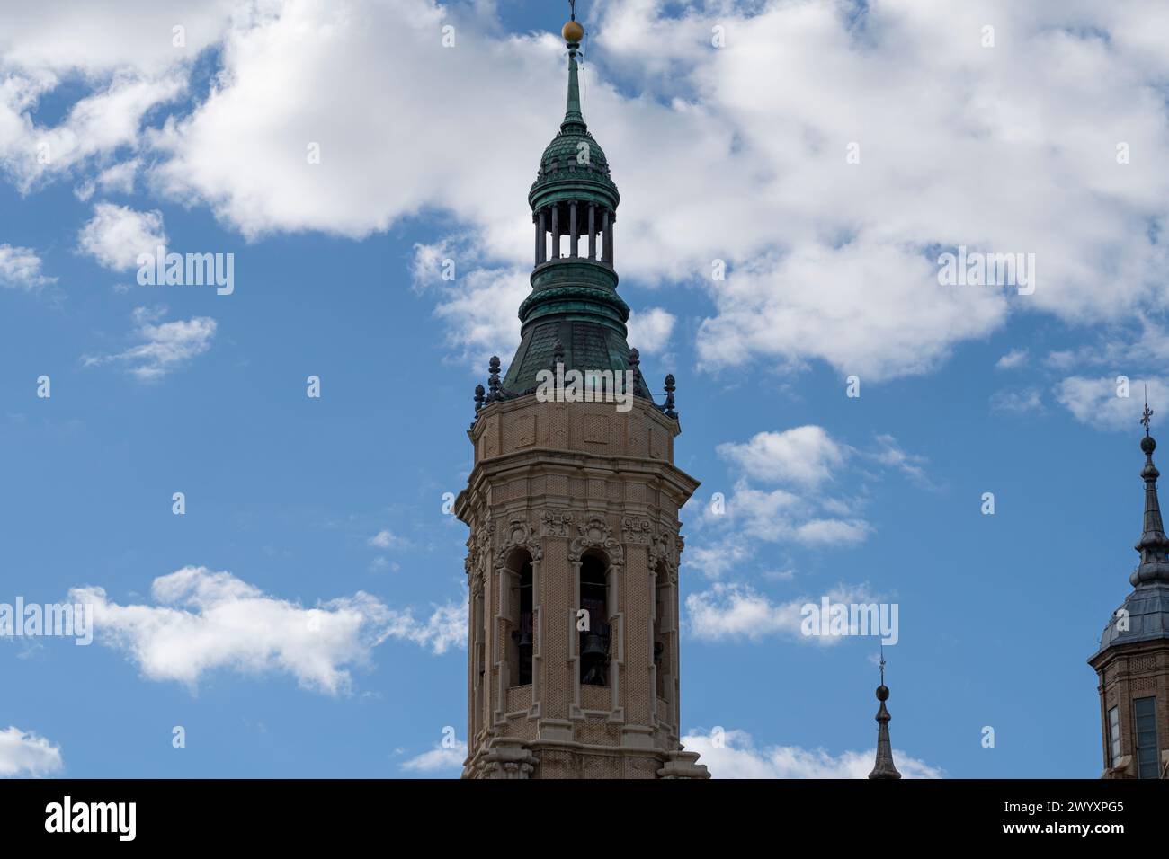 Tower of Basilica del Pilar, a fine example of Mudejar architecture ...
