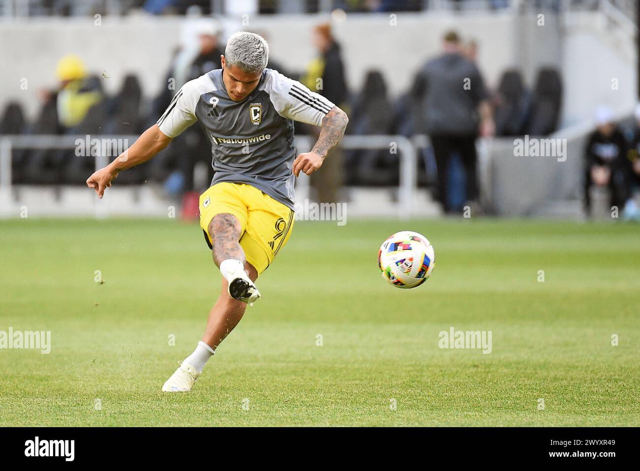 April 6, 2024: Columbus Crew forward Cucho HernÃ¡ndez (9) kicks the ...