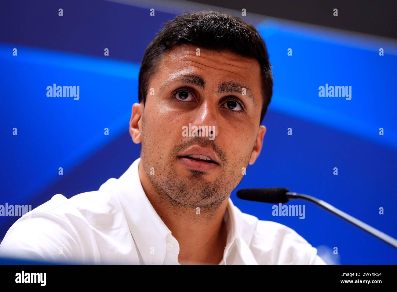 Manchester City's Rodri during a press conference at the Santiago ...