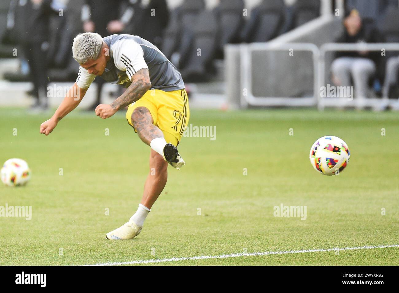 April 6, 2024: Columbus Crew forward Cucho HernÃ¡ndez (9) kicks the ...