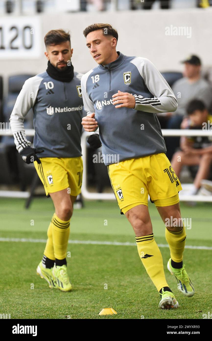 April 6, 2024: Columbus Crew defender Malte Amundsen (18) and Columbus ...