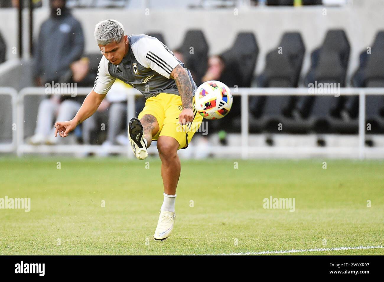April 6, 2024: Columbus Crew forward Cucho HernÃ¡ndez (9) kicks the ...