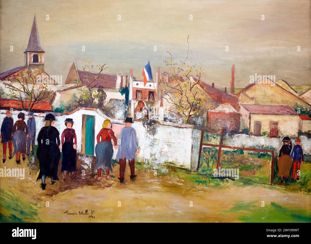 Flag over the Town Hall, La Mairie au drapeau, 1924, Maurice Utrillo ...