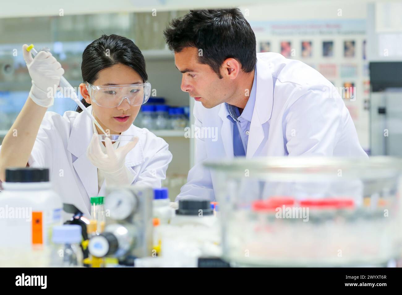 Researchers. Biological test laboratory. Chemical Analysis Laboratory ...