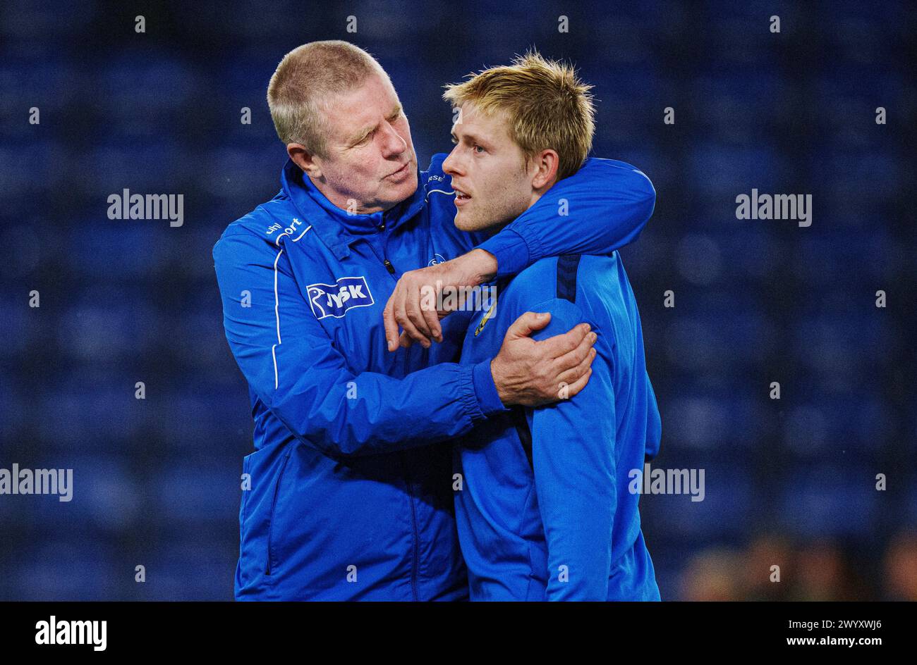 Silkeborg's Head Coach Kent Nielsen and Broendby's Nicolai Vallys after ...