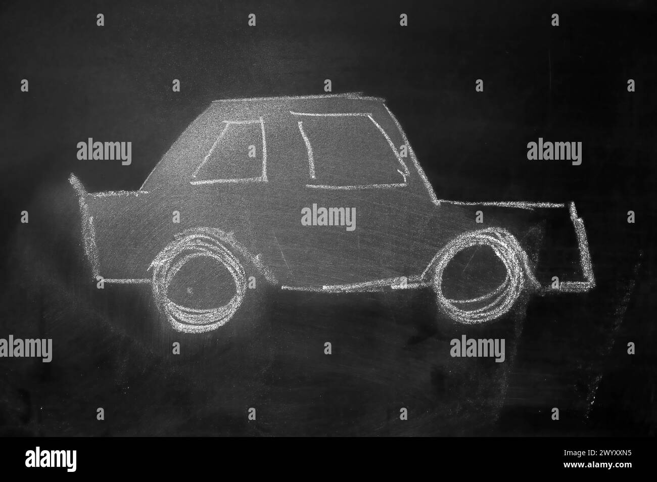 Car hand drawn with white chalk on a white board Stock Photo - Alamy
