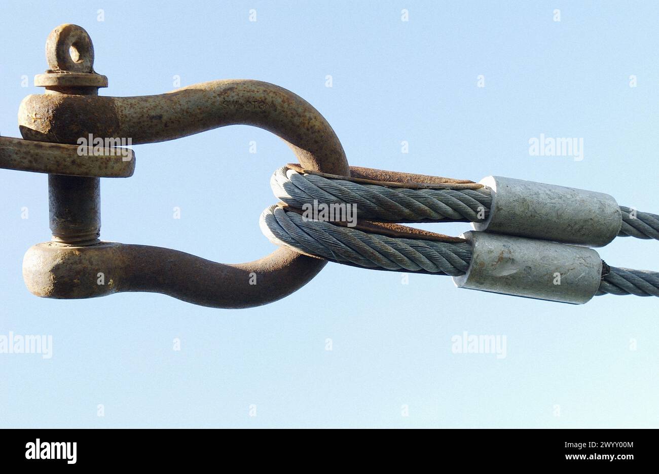 Anchor, detail of floating barrier at port Stock Photo - Alamy