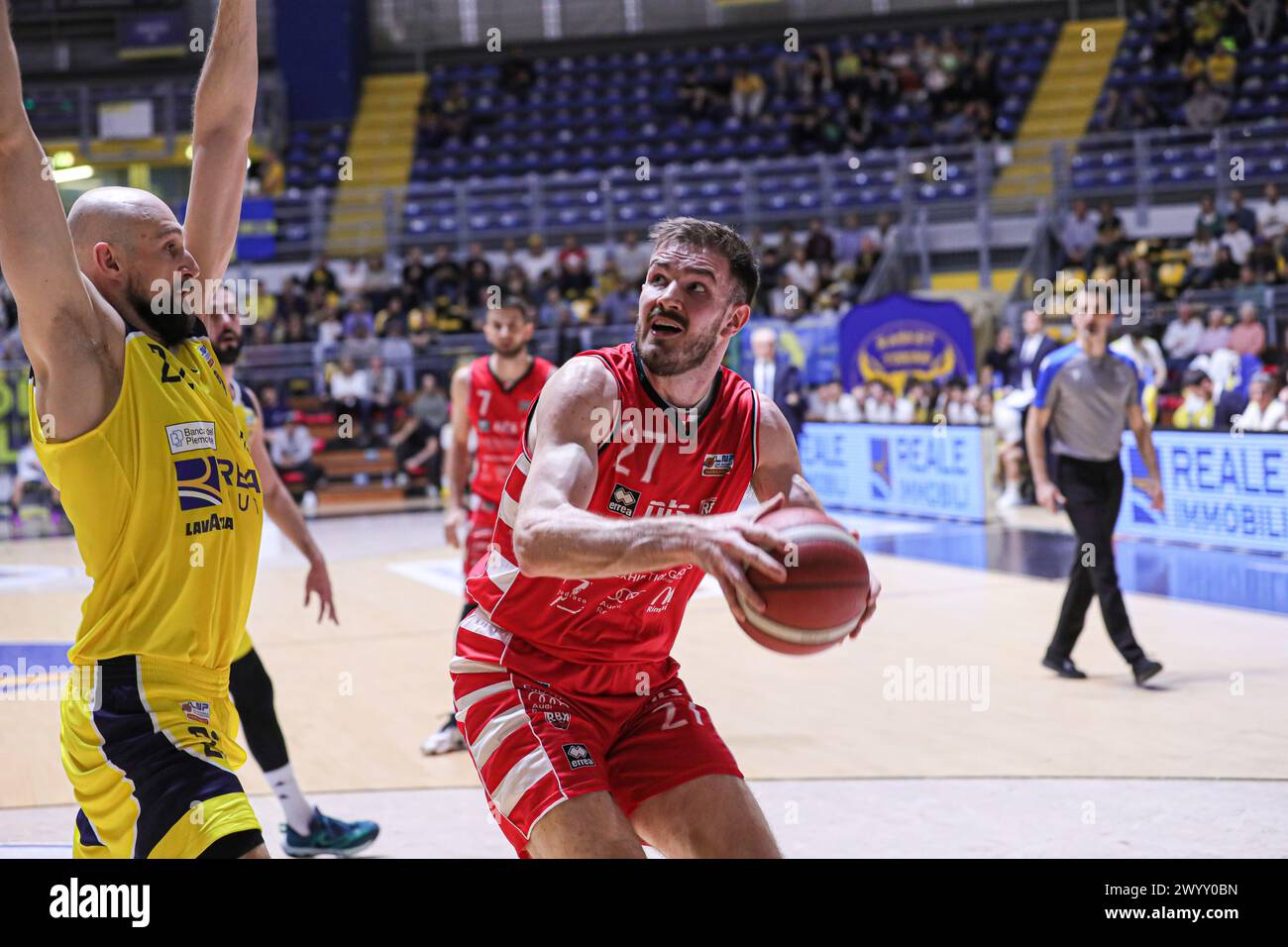 Turin, Italy. 08th Apr, 2024. #27 Alessandro Simoni (Riviera Banca Basket Rimini) during Reale ...