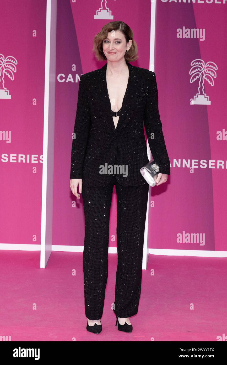 Cannes, France. 08th Apr, 2024. Louise Coldefy attends the pink carpet ...