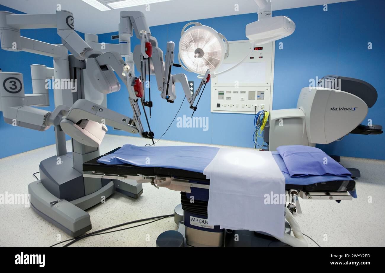 Operating room, prostate cancer robotic surgery, Da Vinci surgical ...