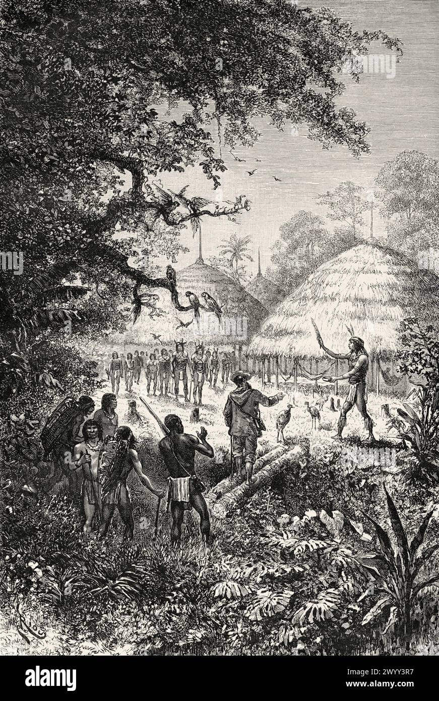 Yacouman, chief Wayana Indians tribe, Guiana tribe on the banks of the ...