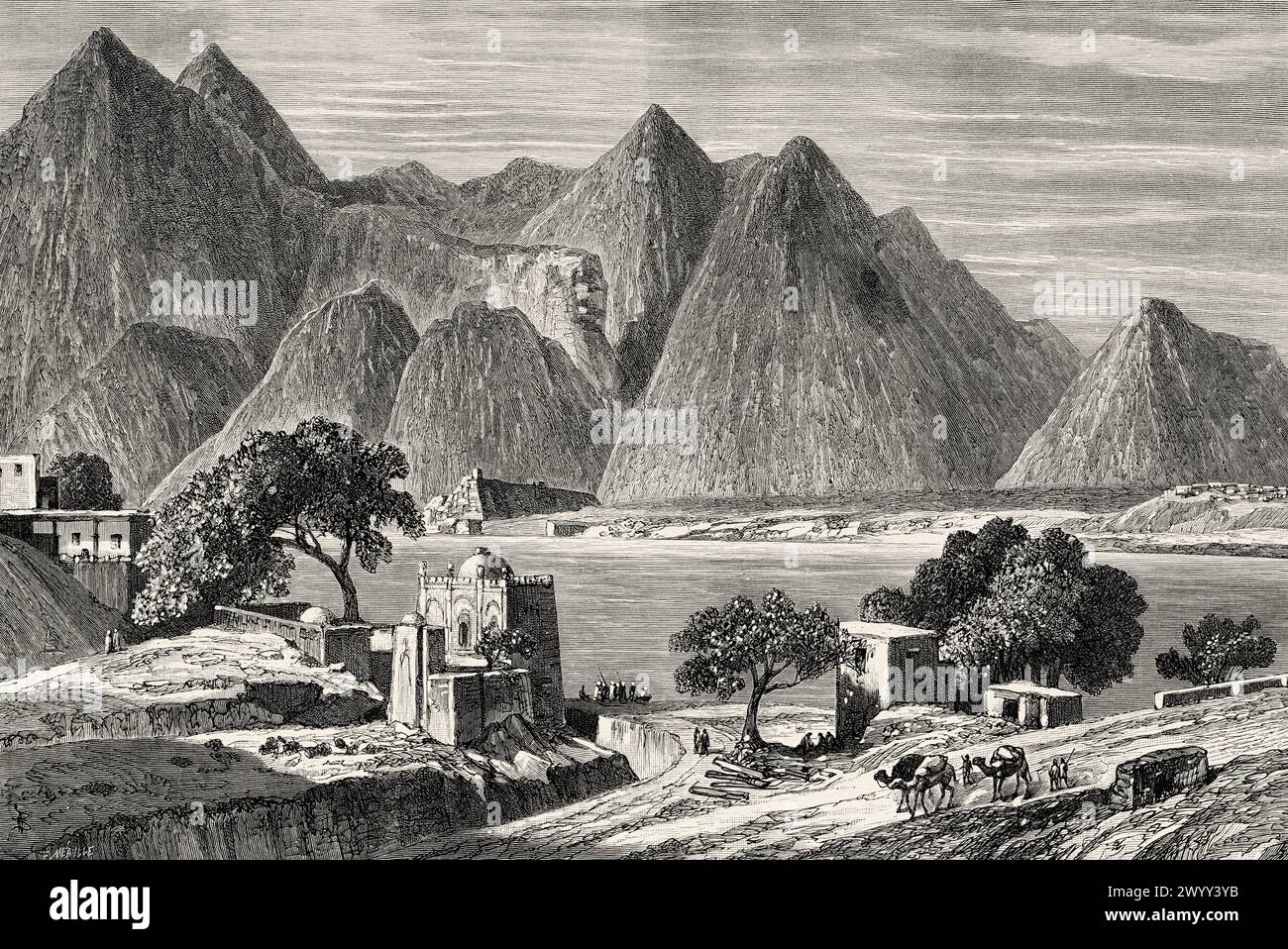 The Indus River and the city of Attock, Punjab, Pakistan. Travel to ...