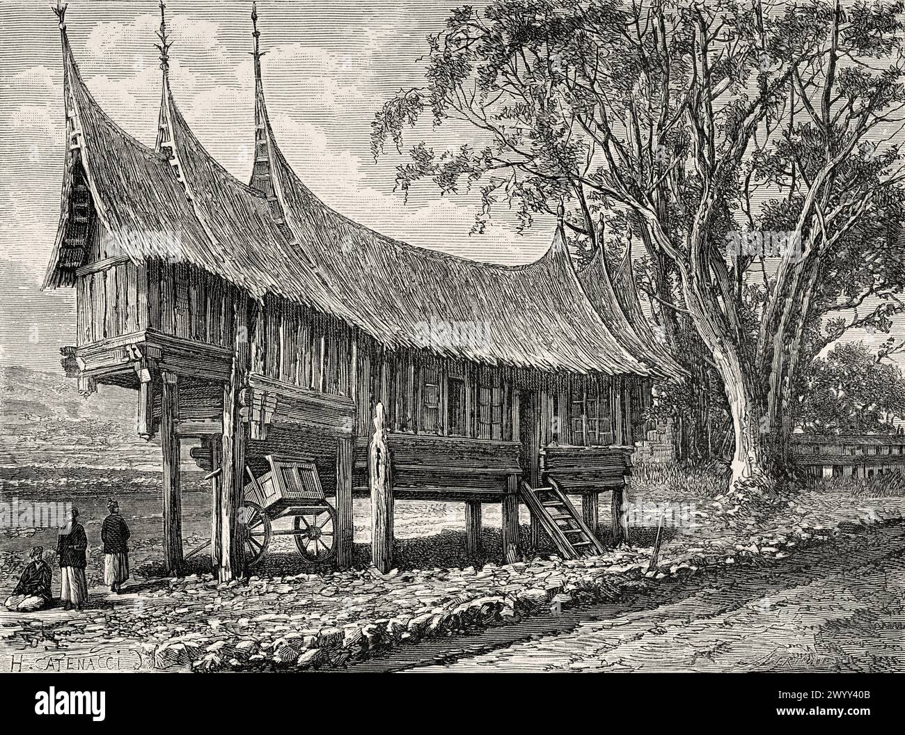 A counter, traditional house in Alahan Pandjang, Sumatra Island ...