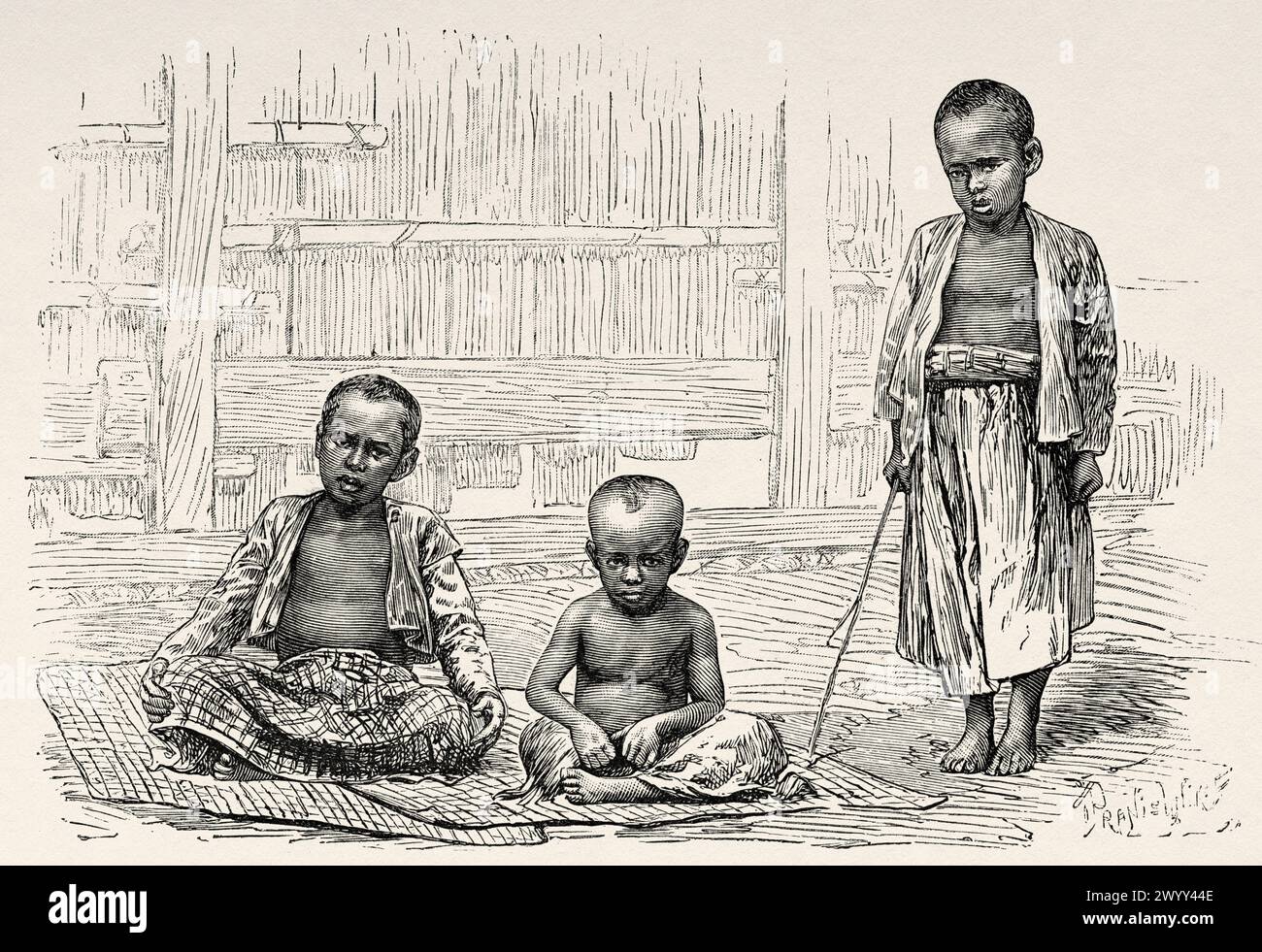 Portrait of three children from Moeara Menkoelem, Rawas district ...